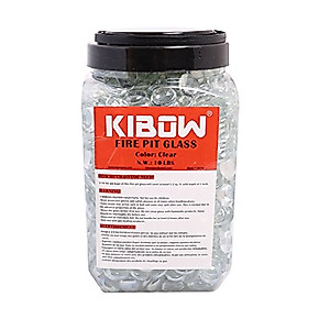 KIBOW 10-Pound Pack Fire Glass Beads for Gas Fire Pit, 3/4 Inch-Clear Color