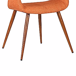 Armen Living Phoebe Dining Chair in Orange Fabric and Walnut Wood Finish