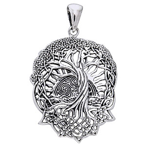 Rising Sun - Interconnected Celtic Knot Tree and Roots of Life Sterling Silver Pendant