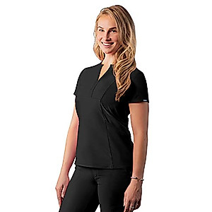 Adar Addition Scrubs for Women - Notched V-Neck Scrub Top - A6002 - Black - S