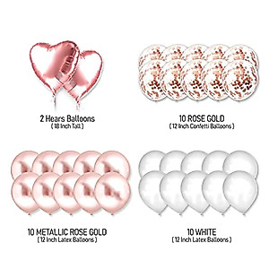 25th Birthday Party Decorations for Her Rose Gold Supplies Big Set with Birthday Banner and 25 BDay Digit Balloons for Women Including Latex and Confetti Balloons