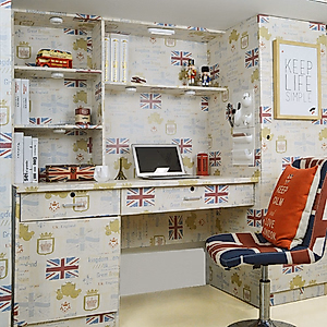 SimpleLife4U Retro Flag British Style Shelf Drawer Liner Peel & Stick Vinyl Furniture Paper Decorative Locker Sticker 17.7 Inch by 13 Feet