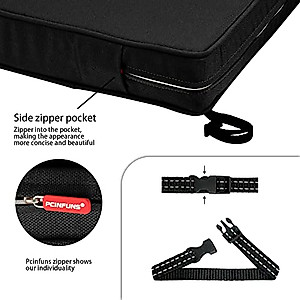 Pcinfuns Patio Chair Cushion 22 x 22 Inch Outdoor Seat Cushions for Patio Furniture Garden Sofa Couch Chair Pads with Adjustable Straps Set of 2, Black