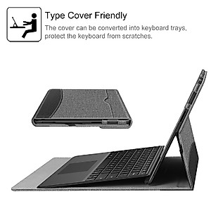 Fintie Case for Microsoft Surface Pro X (2021/2020/2019) - Multiple Angle Viewing Portfolio Business Cover with Pocket for 13 Inch New Surface Pro X, Compatible w/Type Cover Keyboard, Gray