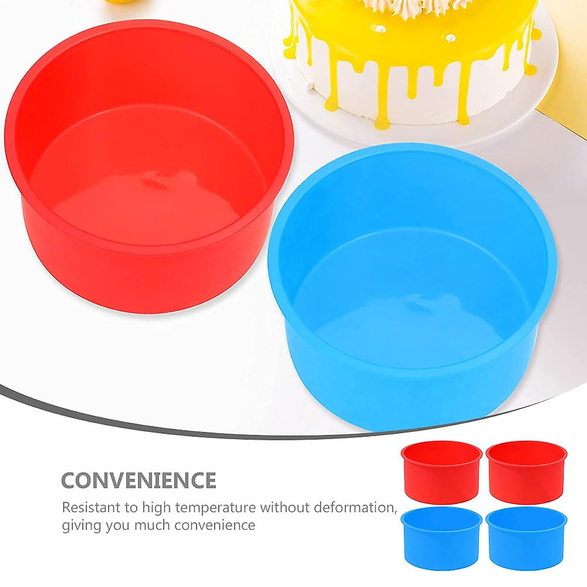 BESTonZON 4 Inch Cake Pans, Mini Silicone Bakeware, Silicone Loaf Pan Nonstick Baking Molds for Muffin,Cupcake and Smash Cake (4Pack)