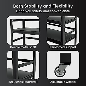 MOLYHOM Garage Shelving Heavy Duty, Garage Storage Shelves with Wheels, Adjustable Industrial Metal Storage Shelving Units, 64" H*31.6" W*15.8" D