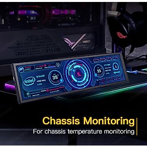 LESOWN 8.8 inch Monitor PC Case Temperature Display Mini Ultra Wide Monitor Stretched Bar Display AIDA64 PC Sensor Panel 1920x480 Small Temp Monitor for RPi CPU Monitoring