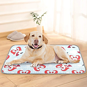 Washable Dog Cooling Mat Plaid Gnome Summer Cats Sleeping Mat Square Stripeson Blue Dog Bed Mats 23.6 * 38.6inch Pet Ice Silk Sleep Kennel Pad Animal Sleep Bed for Home Outdoor Travel