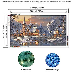 FemGe Christmas Diamond Painting Kits for Adults Winter DIY 5D Diamond Art Kits Village Snow Scene Gem Art Craft Kits for Home Wall Decor Gifts 16x28inch