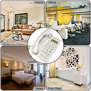 Wired Telephone, Desktop Telephone, Fixed Telephone, Caller ID Telephone, Front Desk Home Office with Call Display and Other Multi Scene Telephone Sets (White)