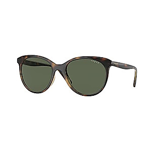 Vogue Eyewear Women's VO5453S Round Sunglasses, Dark Havana/Dark Green, 53 mm