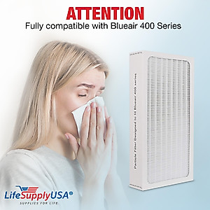 LifeSupplyUSA Particle Air Cleaner Filter Replacement Compatible with Blueair 400 Series Air Cleaners 400PF 401 401PF 410B 402 403 410 450E 455 455EB