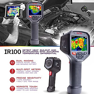 Autel MaxiIRT IR100 Thermal Imaging Camera Auto-Focus for Instant Thermal Imaging Dual Camera Overlay Feature Adjustable Emissivity Five Color Palettes Wi-Fi Image Transfer to PC or Mobile Device