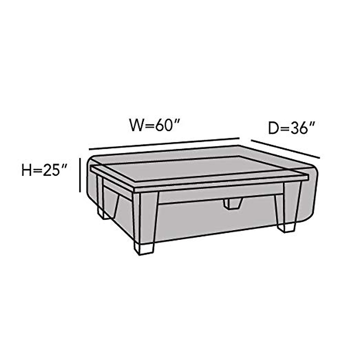 Covermates Rectangular Accent Table Cover - Patio Outdoor Furniture Cover, Water Resistant Outdoor Ottoman/Side Table Cover, Elite 300D Polyester, 60W x 36D x 25H, Khaki