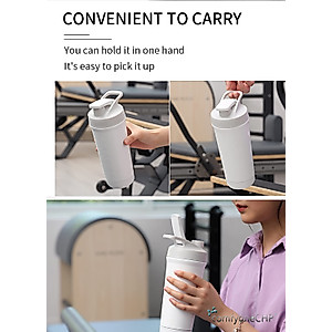 ComfyoneCHP Detachable Bottom Stainless Steel Water Bottle Protein Mixing Shaker Tumbler Removal Ball and Bottom Easy Clean Leak-Proof Blender Cup 28oz (800ml) for Gym (White)
