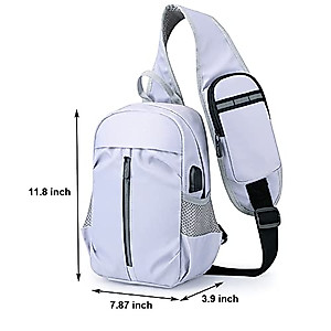 chinatera Small Crossbody Sling Bags for Men Chest Shoulder Bag Casual Backpack with Charger for Outdoor Travel (Grey)