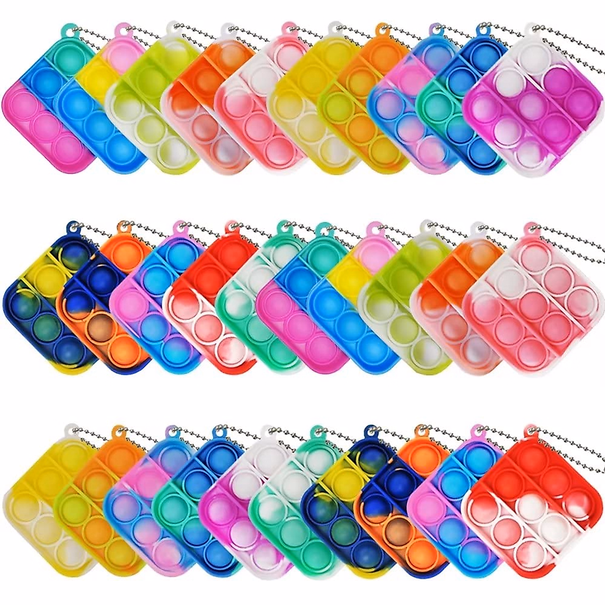 60 Pcs Mini Pop Bubble Fidget Sensory Toys, Pop Keychain Bulk Toy for Party Favor, Classroom Student Prizes Easter Basket Goodie Bag Stuffers Christmas Valentine Gift for Kid