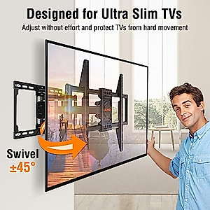 ELIVED TV Wall Mount for Most 37-82 Inch OLED QLED TVs, 8 Ball Bearings Smooth Swivel Extend for Ultra Slim Screens, Full Motion Wall Mount TV Bracket Max VESA 600x400mm, 100 lbs. Fits 16" Wood Studs