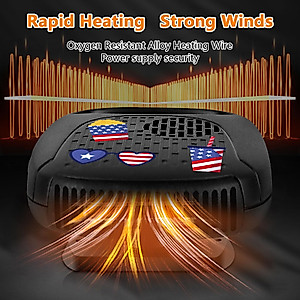 BESWORLDS Car Heater, Pattern Printingr 12V 120W Car Fans 2 in 1 Heating & Cooling 360 Degrees Adjustable Thermostat Fast Heating Defrost Defogger with Plug in Cigarette Lighter