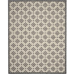 Nourison Palamos Indoor/Outdoor Cream 8'10" x 11'10" Area -Rug, Easy -Cleaning, Non Shedding, Bed Room, Living Room, Dining Room, Backyard, Deck, Patio (9x12)