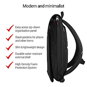 Brenthaven Prostyle Laptop Backpack For Office or School Use – Durable, Protection from Impact and Compression (Fits 15inch - Black)