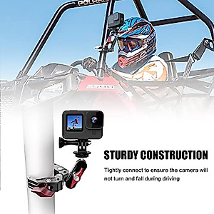 UTV Camera Mount Compatible with Gopro Fits 0.82"-2.36" Roll Bars or Roll Cages, ATV Large Tube Mount for Gopro,360° Rotation Aluminum UTV Camera Holder for Gopro Hero11,Mevo Start for Off-Road, Boat