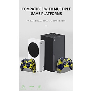 ETAMOON Wireless Gaming Controller compatible with Windows PC, USB Charging, LED Backlight (Black-yellow)