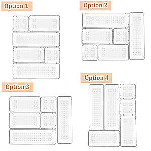 Fodofodo 6 Pack Clear Drawer Organizer Set,Versatile Bathroom and Vanity Organizer Trays,Acrylic Drawer Storage Trays,Storage Bins for Makeup Jewelries,Cosmetics,Gadgets,Kitchen Utensils and Office