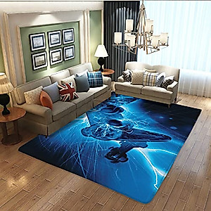 Large Game Area Rugs 3D Anime Gamer Carpet Decor Game Printed Living Room Mat Bedroom Controller Player Boys Gifts Home Non-Slip Crystal Floor Polyester Mat Teen Boys Carpet 31x20inch