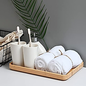 Bamboo Tray, Bathroom Counter Tray Organizer, Vanity Trays for Bathroom Home and Kitchen Serving Decorating Organizing, 12 x 8 x 1 in