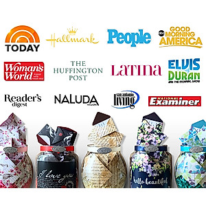 KindNotes Glass Keepsake Gift Jar with Birthday Messages - Fresh Cut Floral You are Loved Design