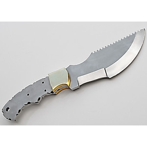 Whole Earth Supply Tracker 1095 High Carbon Steel Large Knife Blank +Brass Finger Guard for Custom Making Knives Blade Blades Blanks Hunting