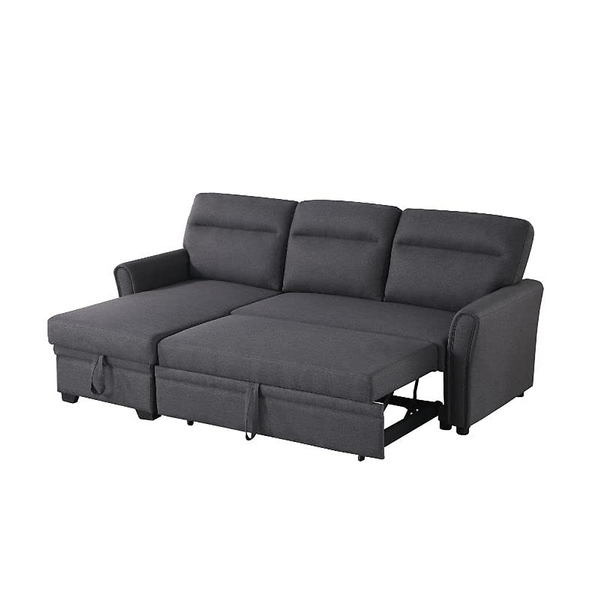 Devion Furniture Fabric Sectional Sofa Easy Assembly Pull Out Sleeper Bed in Gray
