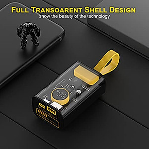 Portable Charger 10000mAh,22.5W Fast Charging Power Bank,Transparent Small External Battery Pack,Input/Output External USB C Portable Phone Charge for iPhone iPad Samsung LG Android Cellphone (Black)