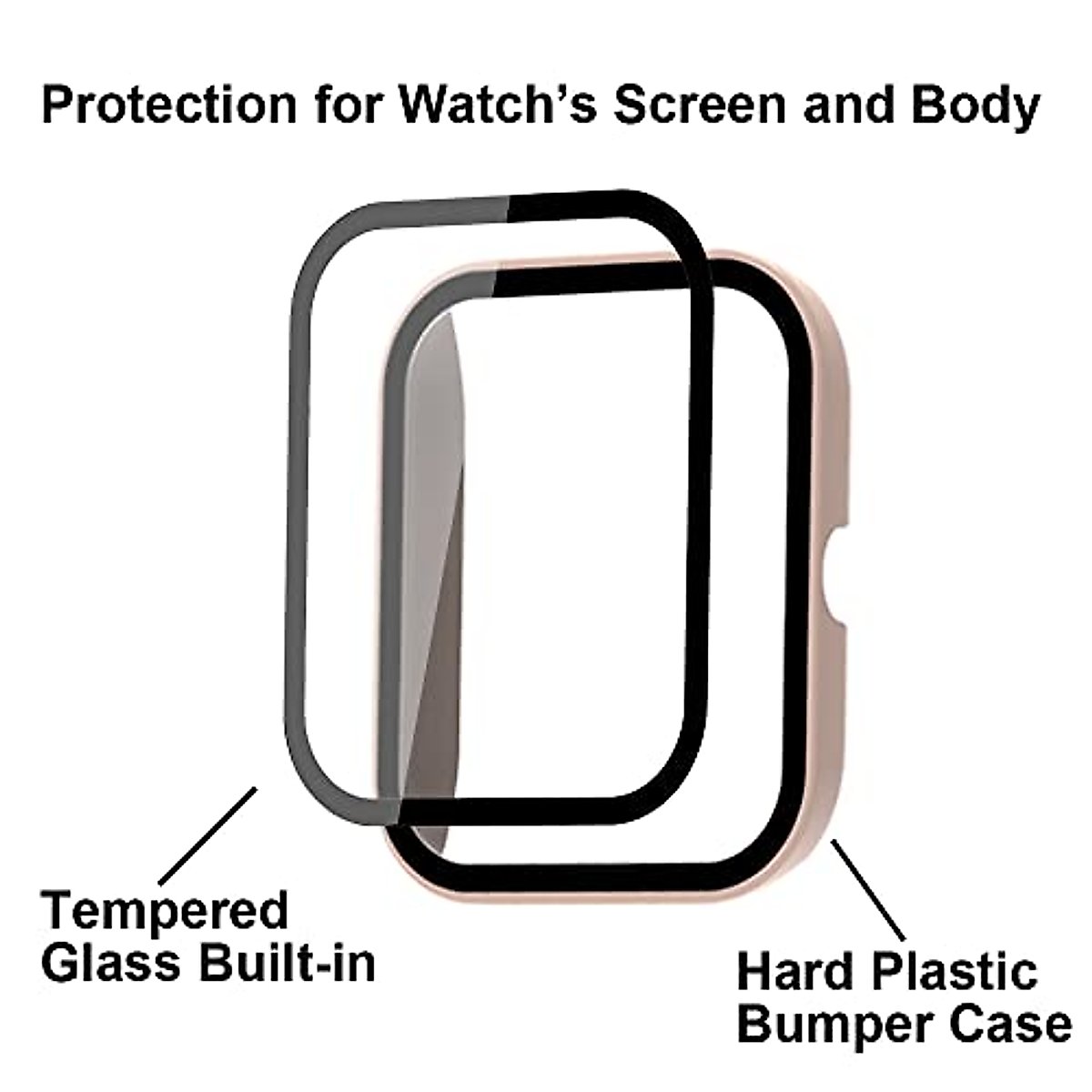 smaate Watch Cases with Screen Protector for S2, Compatible with TOZO S2 1.69” Smartwatch, Hard PC Case with Tempered Glass Screen Protector, Protecting Watch Body & Screen, Anti-Scratch Anti-Shatter