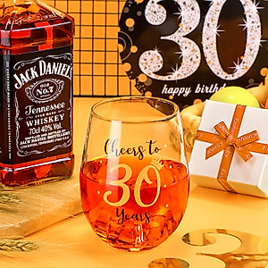 Cheer to 30 Birthday Stemless Wine Glass 30th Birthday Wine Glass Present for Men Women 30th Birthday Party Wedding Anniversary Party Decorations 17 oz