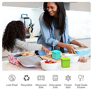 MORLIKE LIVING Dips Containers To Go, Silicone Salad Dressing Container, 4 oz Small Condiment Container with Leakproof Lid - Food Safe Storage for School Lunch Box Picnic Travel (Green- Mint)