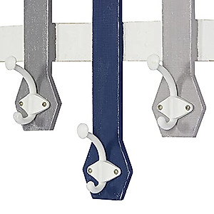 Deco 79 Wood 5 Hangers Wall Hook, 23" x 4" x 26", Blue