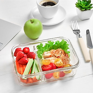 Moretoes 8pack Glass Meal Prep Containers, Glass Food Storage Container with Lid, Glass Lunch Containers with Compartments Leak-proof, for Microwave, Oven, Freezer, Dishwasher