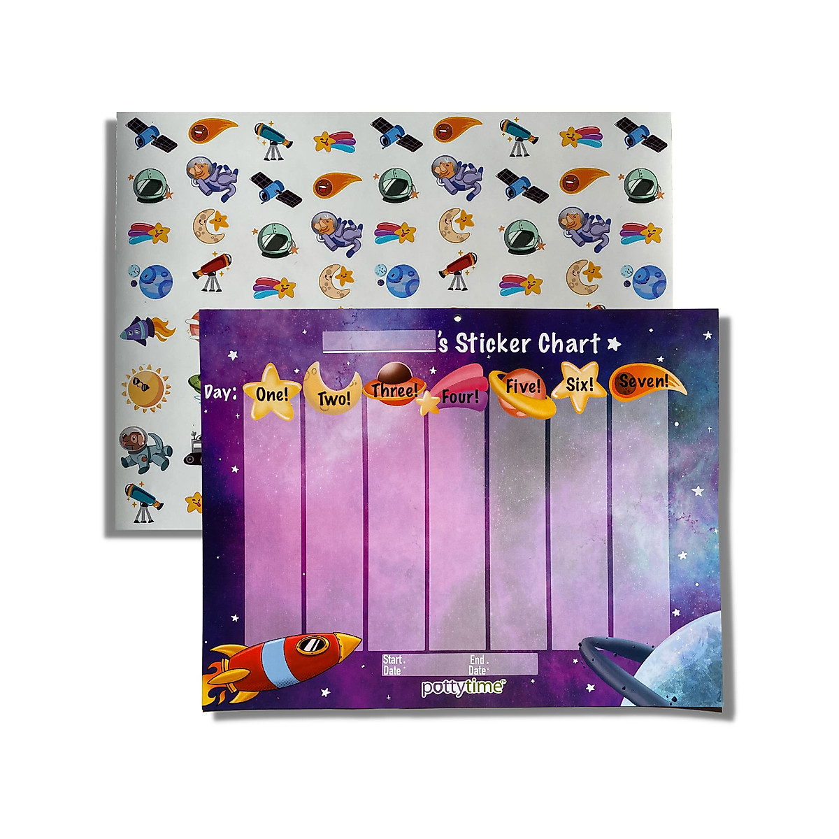 Potty Time:The Original Potty Watch|Water Resistant,Toilet Training Aid,Warranty(30|60|90 Min Auto Timers w/Music & Flashing Lights for Fun & Gentle Reminders) Orange, Space Sticker Chart+Battery Kit