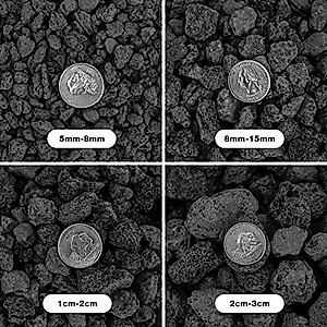 Mr. Fireglass 10 Pounds Black Natural Lava Rock for Indoor Outdoor Gas Fire Pits Fireplaces & Barbecue Grills | Volcanic Lava Stones for Decorating Garden Landscaping, Potted Plants, 0.2"-0.3"