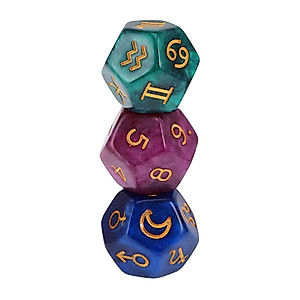 3pcs Astrology Dice, 12-Sided Astrology Zodiac Signs Dice, Multi-Sided Acrylic Pearl Astrological Dice, Creative Multi Sided Dice for Constellation Divination Accessory
