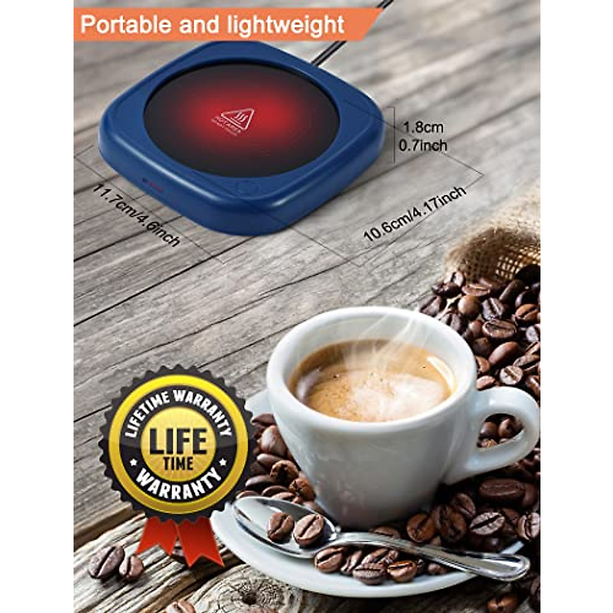 Coffee Mug Warmer - Candle Warmer Plate, Coffee Warmer for Desk with 2 Temperature Settings, Electric Coffee Cup Warmer, Auto Shut Off Tea Warmer, Beverage Warmer,Mug Heater Blue