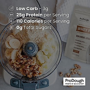 ProDough Gourmet Whey Isolate Hydrolized Protein Powder for Shake Mix- Easy Digest Enzyme Blend, 25g Protein per Serving, Natural Ingredients, Gluten Free, Keto Friendly (Coconut Cream)