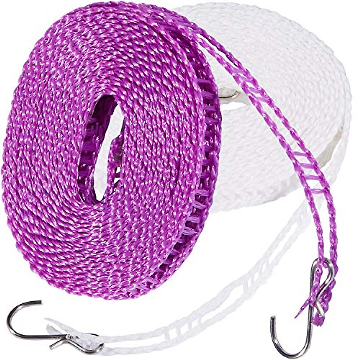 Foshine 2 Pack Clotheslines 1.64ft Length Camping Clothesline Clothes White Purple Drying Rope Portable Windproof Travel 5m Clothesline for Indoor Outdoor Laundry Perfect Windproof Clothes Line