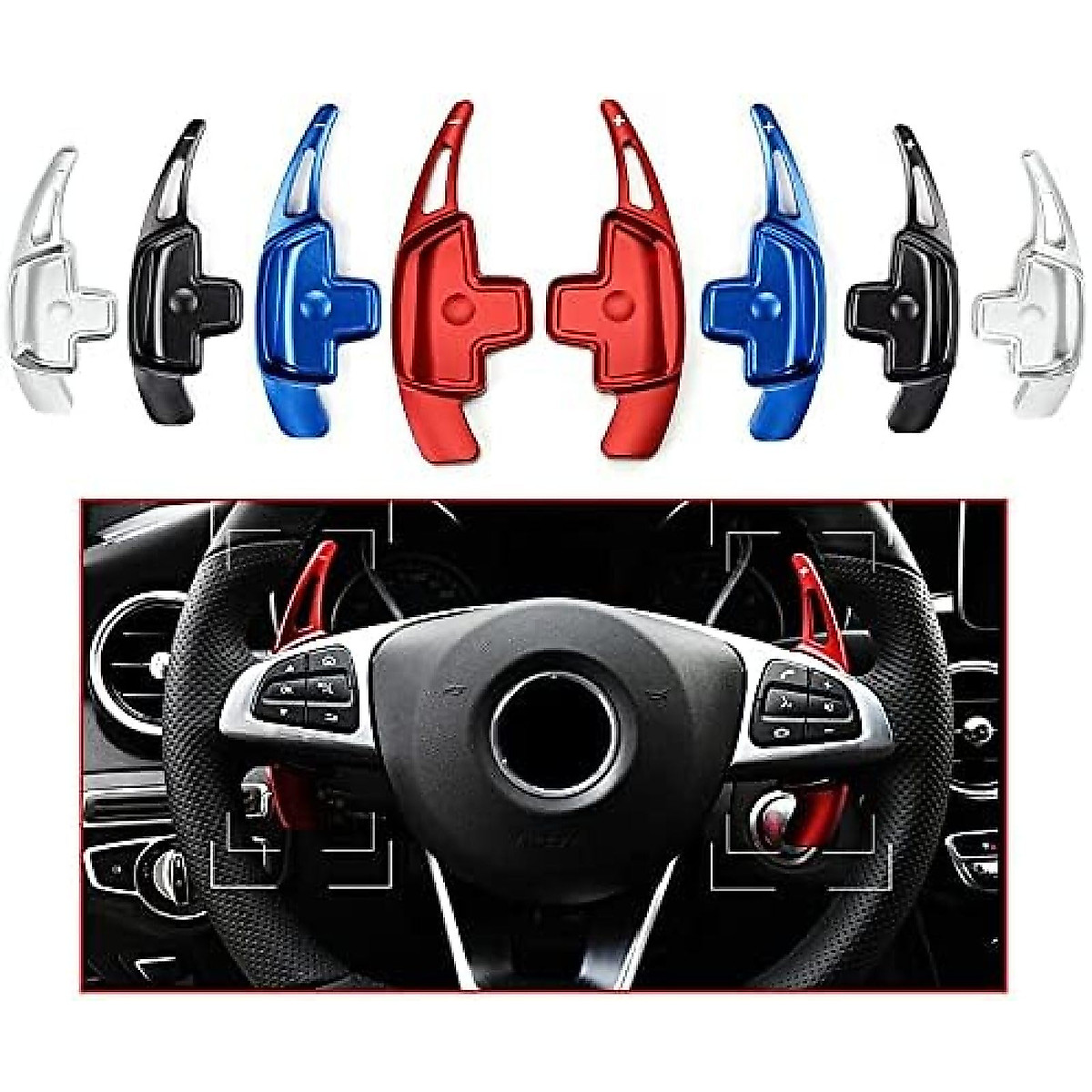 Paddle Shifters for Mercedes Benz 2015-2019 GLS GLA GLE GLE W166 Aluminum-AlloySteering Wheel Paddle Shifter Extension Shift Paddle Blade Red