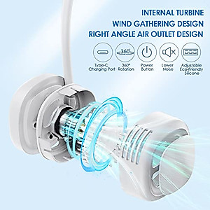 MKG Foldable Neck Fan, Personal Portable Neck Fan, 3 Speeds Wind Flexible Hose 360° Adjustable, Hands Free Bladeless Fan for Outdoor Sport Hiking Camping Office Home Kitchen