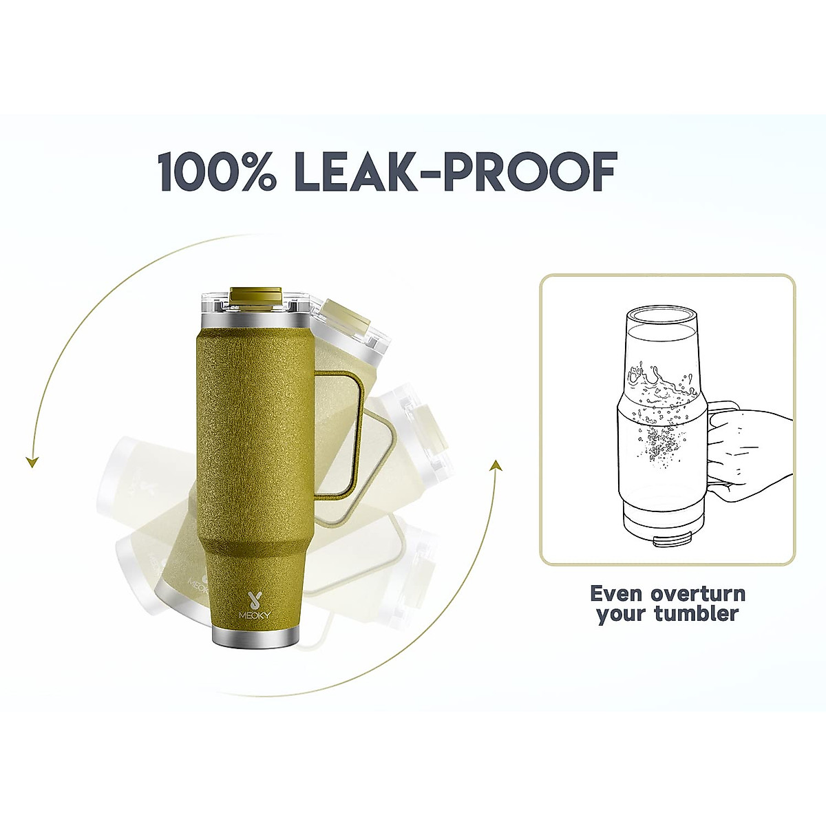 Meoky 40oz Tumbler with Handle, Stainless Steel Travel Mug with 2-in-1 Straw and Sip Lid, Vacuum Insulated Coffee Mug, 100% Leak Proof, Keeps Cold for 34 Hours or Hot for 10 Hours (Forest)