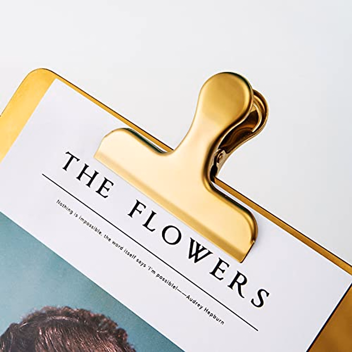 Set of 8 Golden Stainless Steel Chip Bag Clips, ZUYYON 3 x 2.4 Inch Tight Durable Paper Seal Grip for Coffee Food Bread Bags, Kitchen Home Office Usage(Golden)