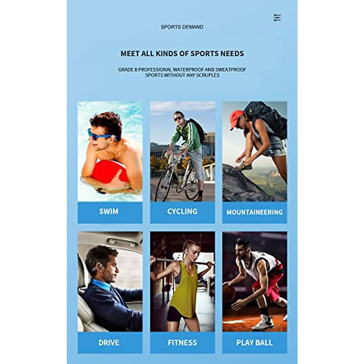 GULSARAYI Bone Conduction Headphones,Open Ear Bluetooth Headphones with Built-in Mic,IP68 Waterproof Wireless Sport Headset for Running Workout Gym Swimming